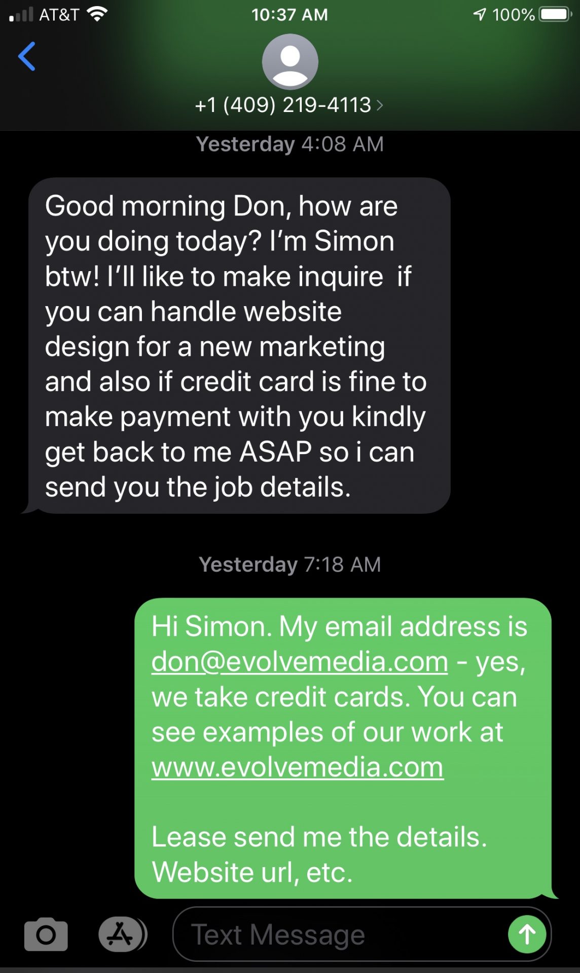 Web Design Scam! Heads up! Website - Evolve Media